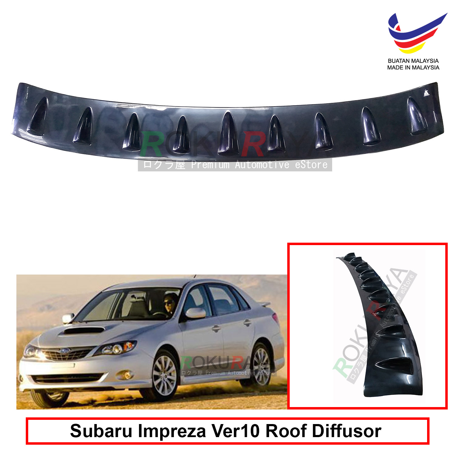 Subaru Impreza Sedan Ver10 (3rd Gen) 2007-2014 Vortex Generator Shark ...
