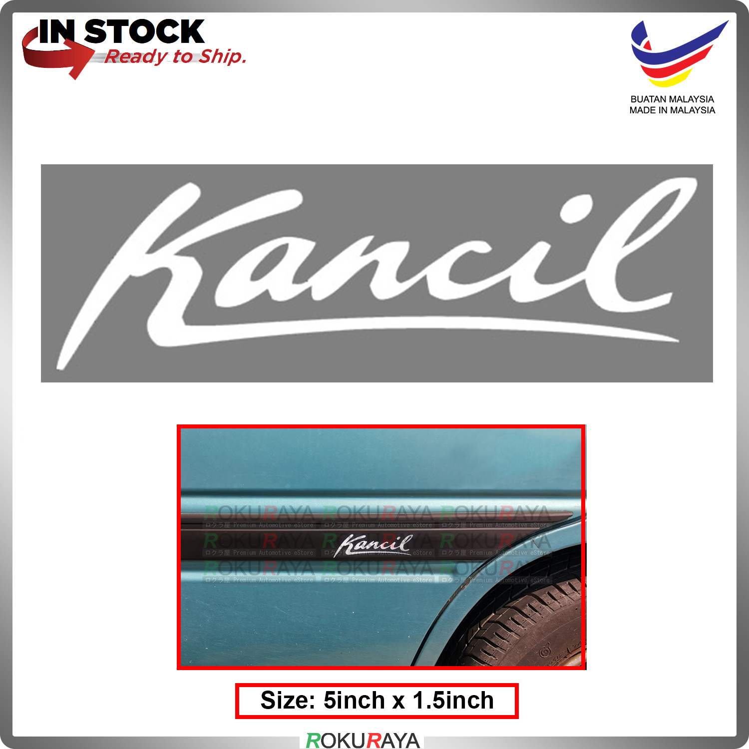 KANCIL (5inch x 1.5inch) Original Perodua Sticker White Emblem Logo ...